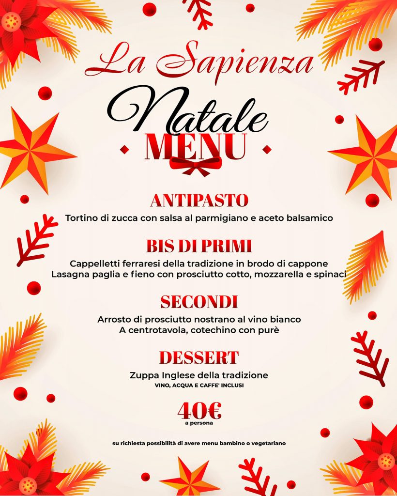 Menù di Natale 2022 - Agriturismo Ferrara La Sapienza Menù di Natale 2022 - Agriturismo Ferrara La Sapienza
