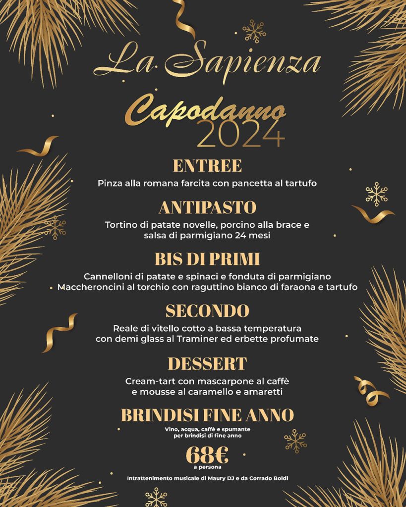 Menù di Capodanno 2024 - Agriturismo Ferrara La Sapienza