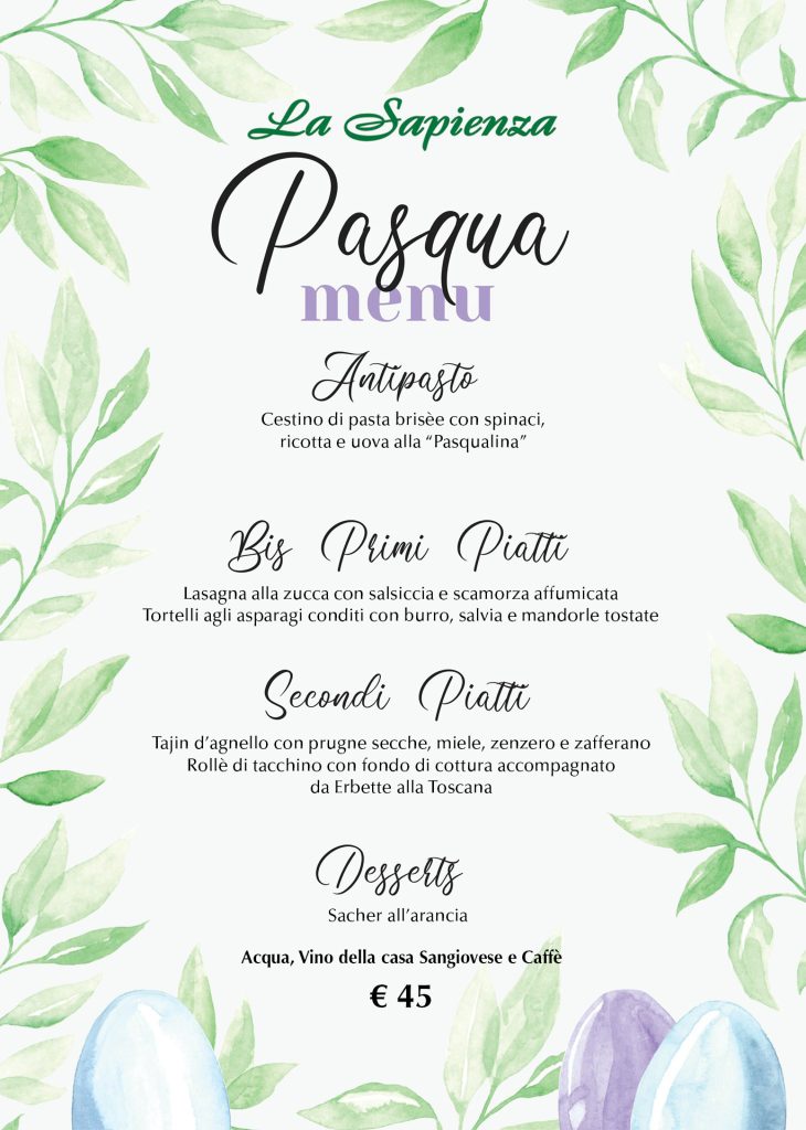 Menù di Pasqua - Agriturismo Ferrara La Sapienza